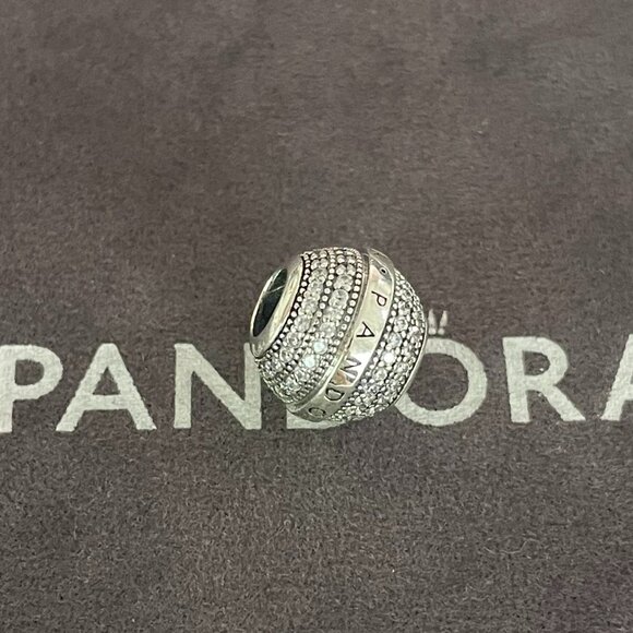 Pandora | Jewelry | Pandora Pave Logo Charm | Poshmark